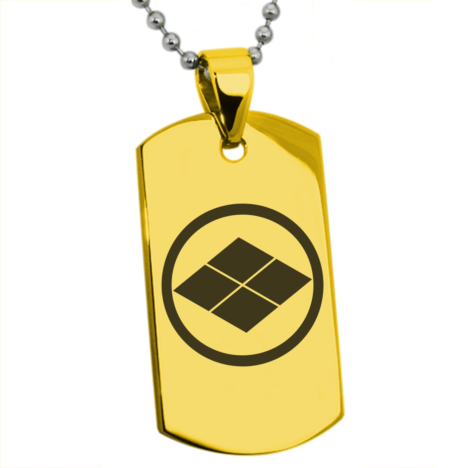 Stainless Steel Matsumae Samurai Crest Engraved Dog Tag Pendant ...
