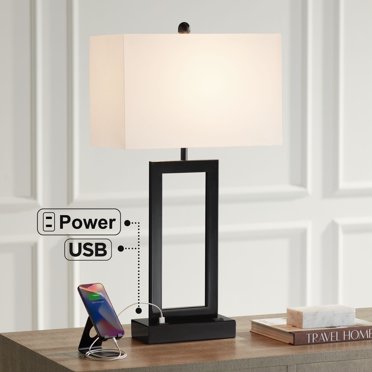 360 Lighting Cole Modern Table Lamps 27" Tall Set of 2 Black Metal with ...