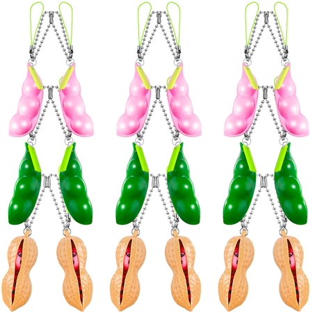 Xizioo 18 Pieces Peas Toy Pea Pod Fidget Squeeze Toy Keychain for ...