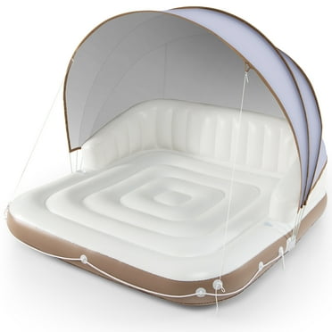 Gymax Floating Canopy Island Inflatable Pool Float Lounge Raft w ...