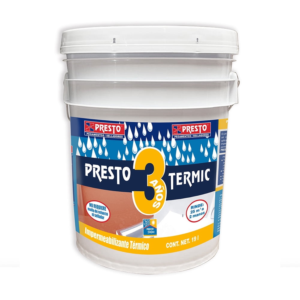 Impermeabilizante Acrílico Elastomérico Blanco Presto 3 Años-19lt ...