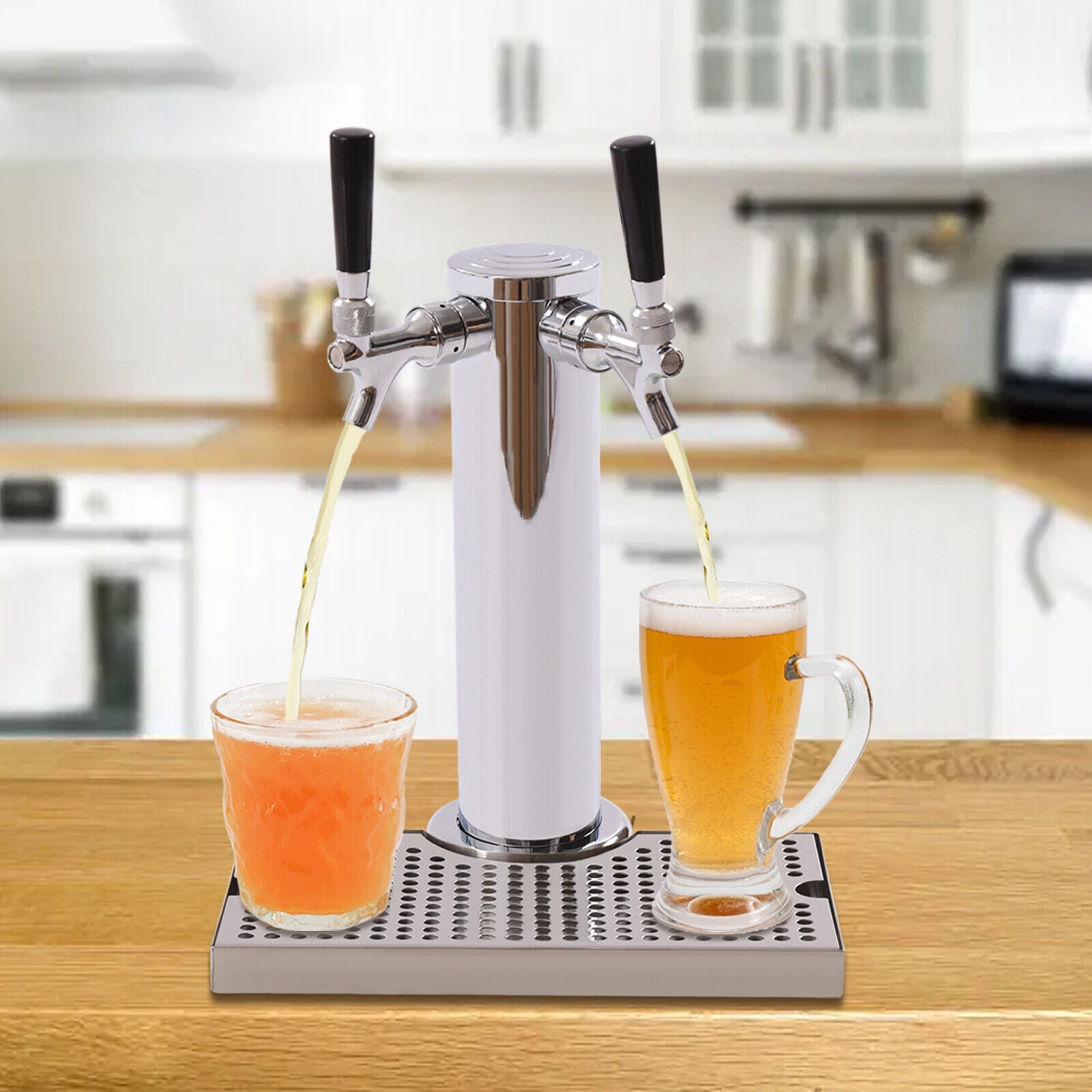 Miumaeov Beer Tower Kit Double Tap Beer Conversion Kit with Dual Gauge ...