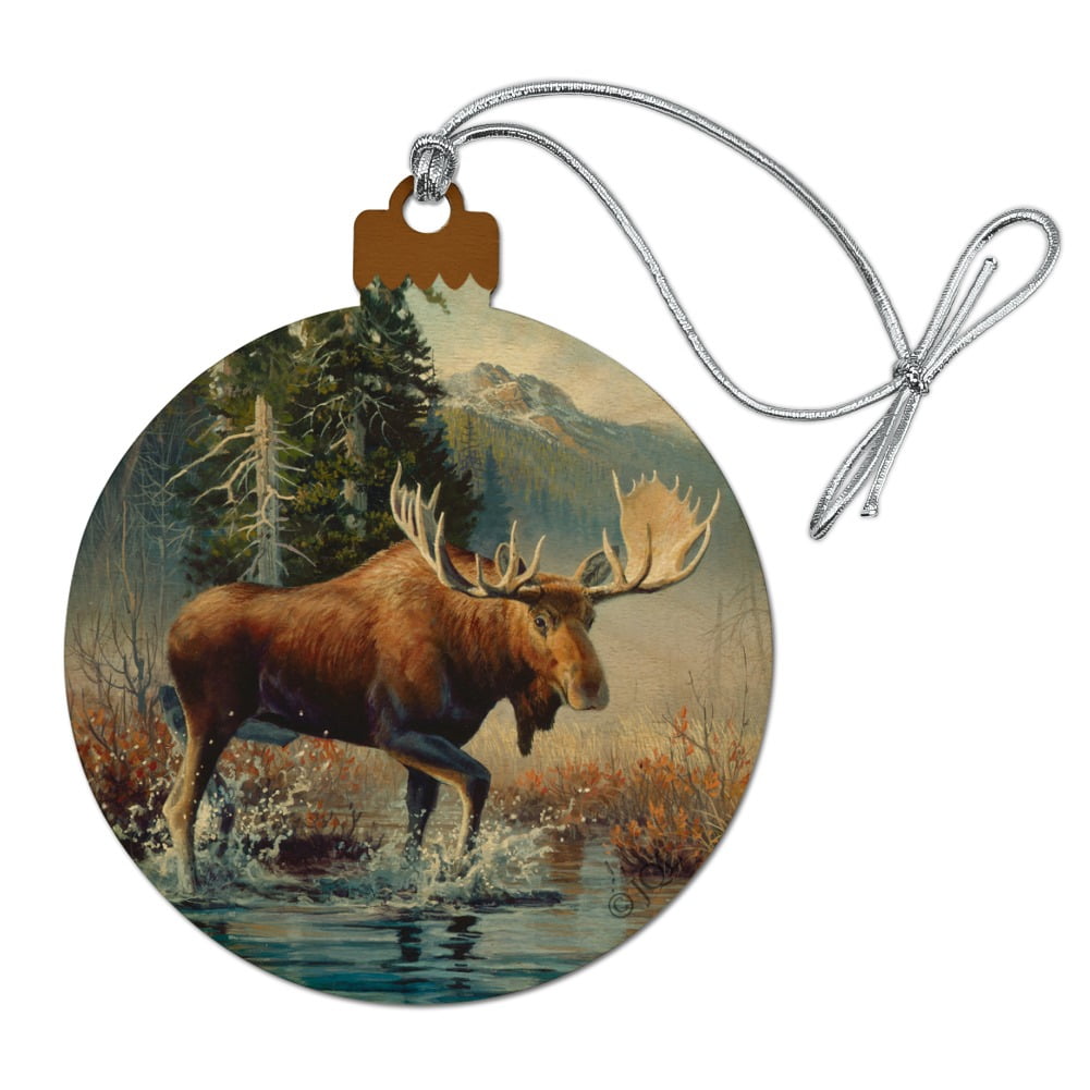 Moose in the River Forest Woods Wilderness Wood Christmas Tree Holiday ...