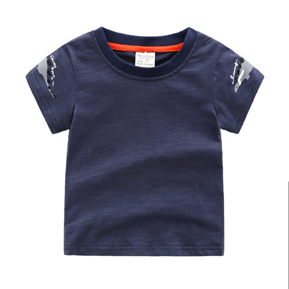 2-7T Baby Boys Cotton Cartoon T-shirt Toddler Little Boys Basic Tee ...