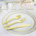 SHIQI-300 Count Extra Heavy Duty Gold Plastic Silverware, 100 Forks ...