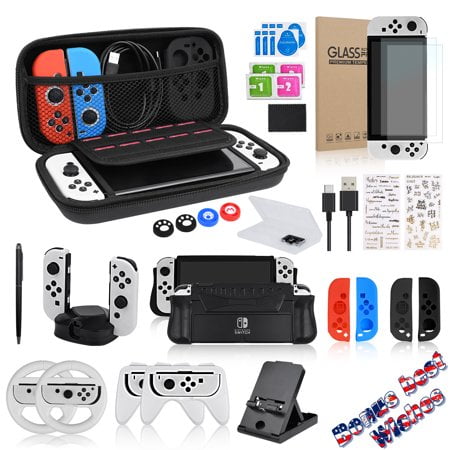 Switch OLED Accessories Bundle Kit with Carrying Case, 25 in 1 Back to ...