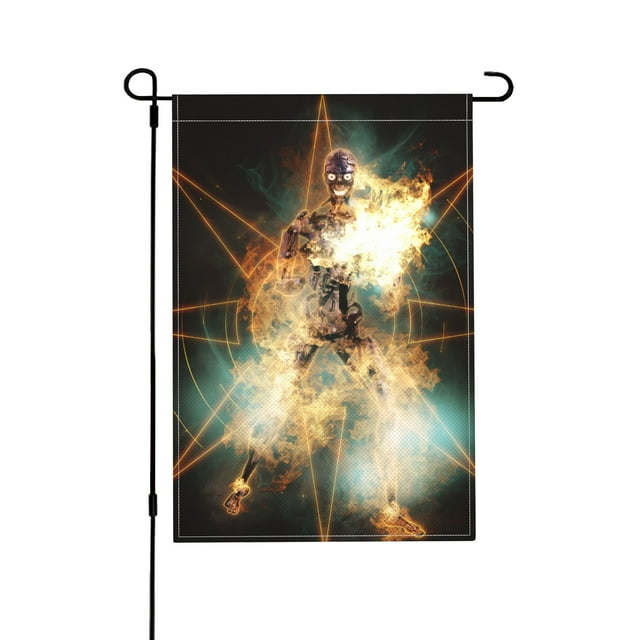 TEQUAN Science Fiction Robot Cyborg Garden Flags, 18 x 12 inch Double ...