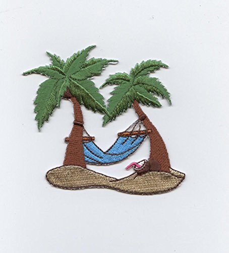 Blue Palm Tree and Hammock Iron On Embroidered Applique Patch - Walmart.com