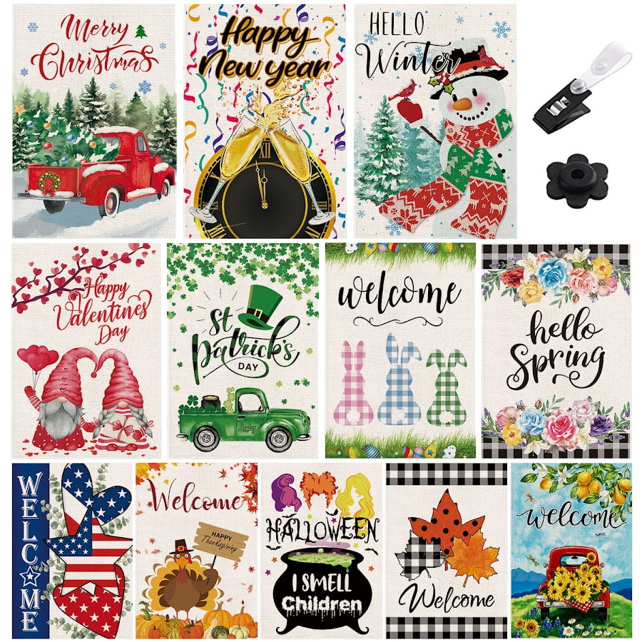 Seasonal Garden Flags Set of 12 Christmas Garden Flags 12x18 Double ...