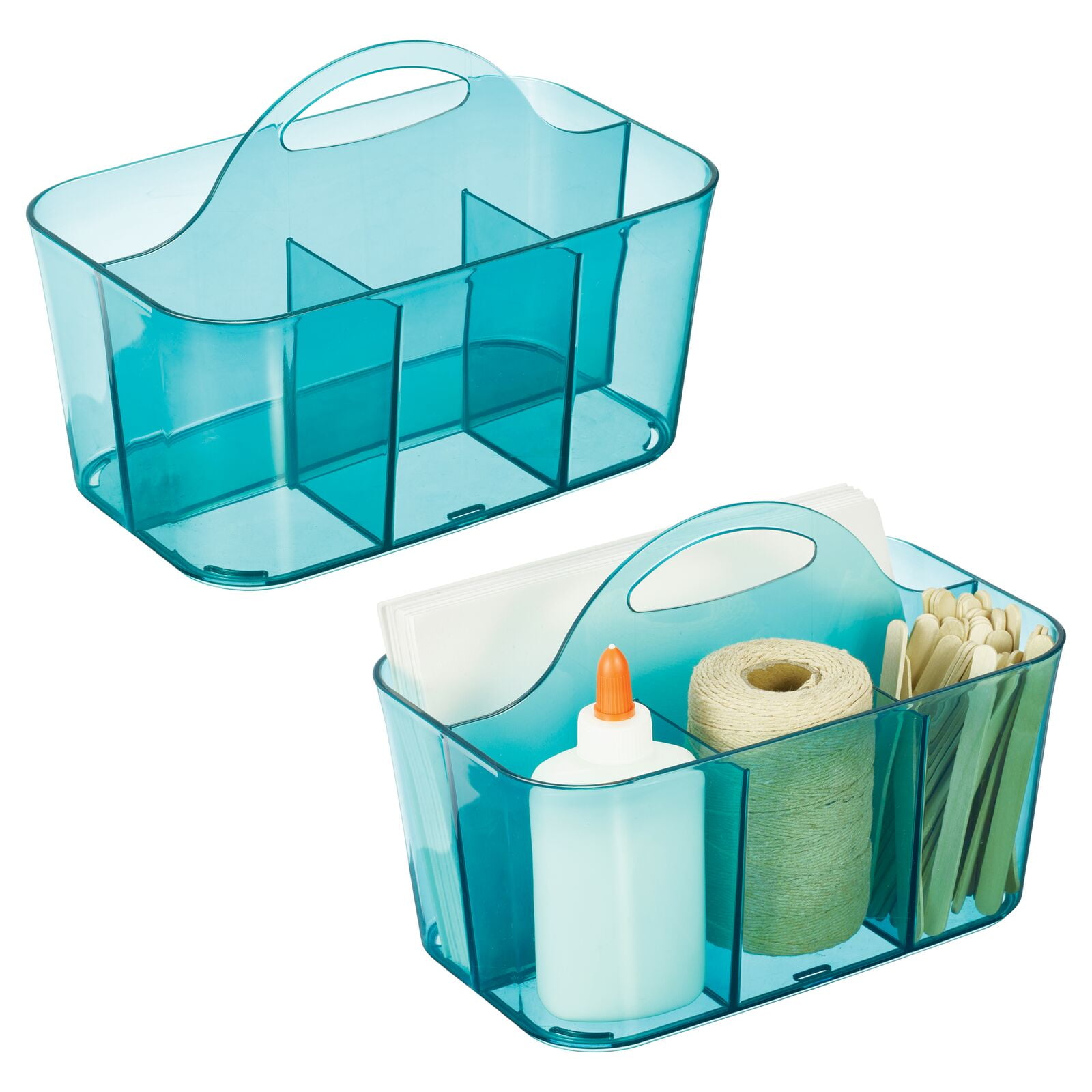 mDesign Plastic Portable Craft Storage Organizer Caddy Tote, Divided ...