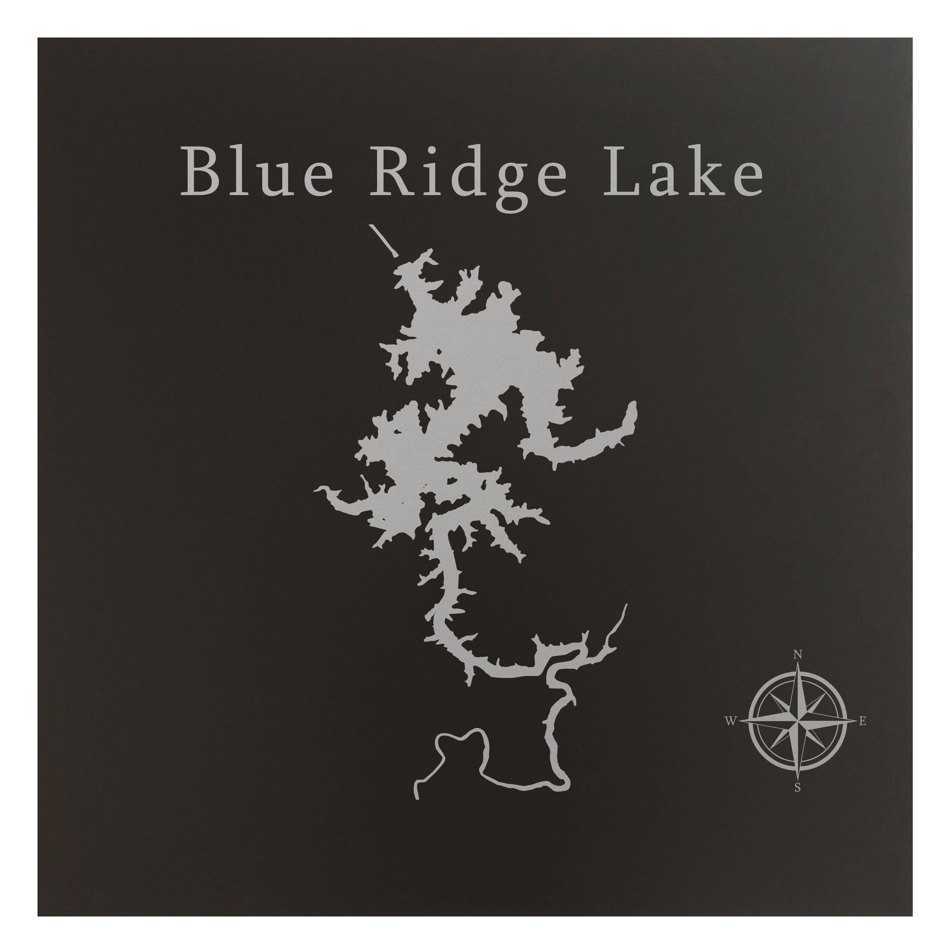 Blue Ridge Lake 12x12" Matte Black Aluminum Metal Lake Map Wall Art ...