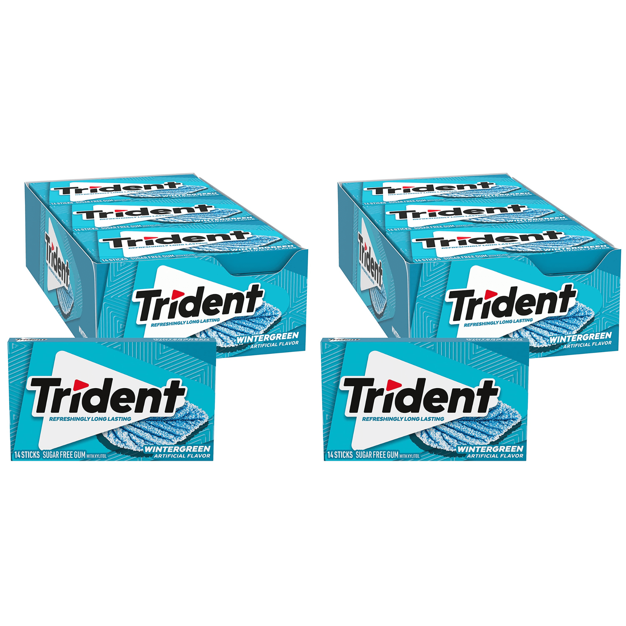 Trident Wintergreen Sugar Free Gum, 24 Packs of 28 Pieces (336 Total ...