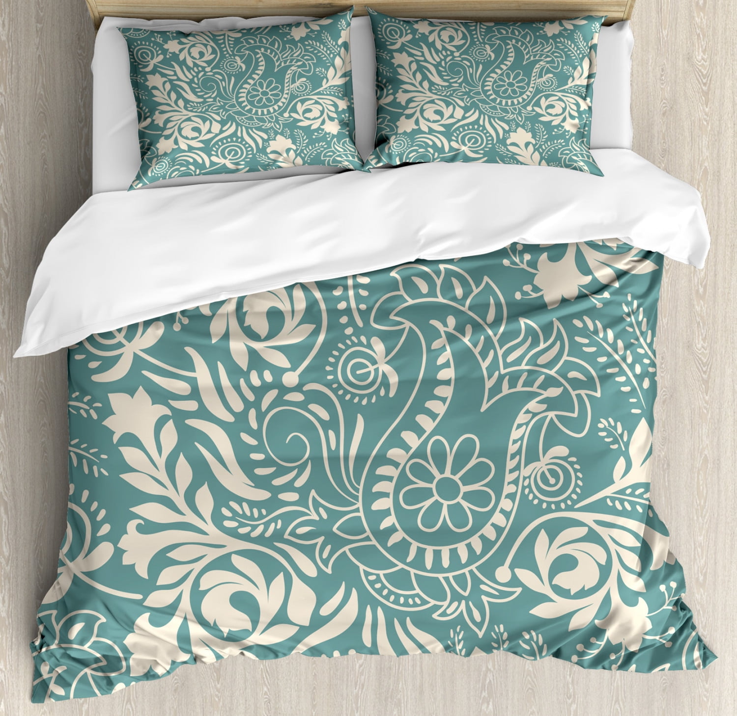 Floral Queen Size Duvet Cover Set, Ethnic Marrakech Ornament with ...