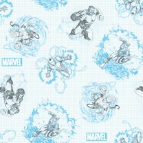 Springs Creative Marvel Avengers Kapow Cartoon Heroes Tossed White 100% ...