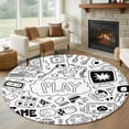 6ft Round Rug Black White Video Game Area Rugs for Living Room Bedroom ...