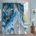 Blue Gradient Marble Shower Curtain for Bathroom, Abstract Gold Ombre ...