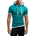 Antinious Men Solid Drawstring Hooded Short Sleeve Slim Versatile ...