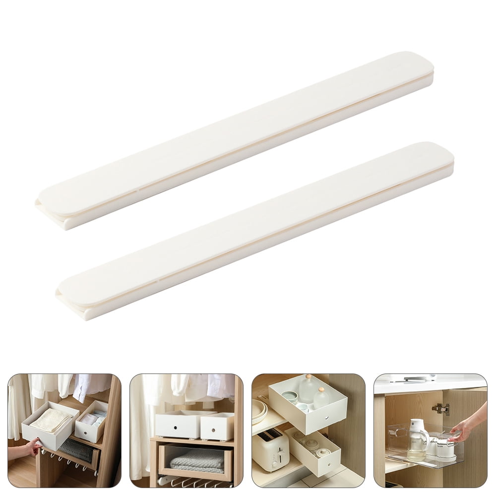 Buy 1 Set Self-adhesive Drawer Guide Slides White Drawer Slides Drawer ...