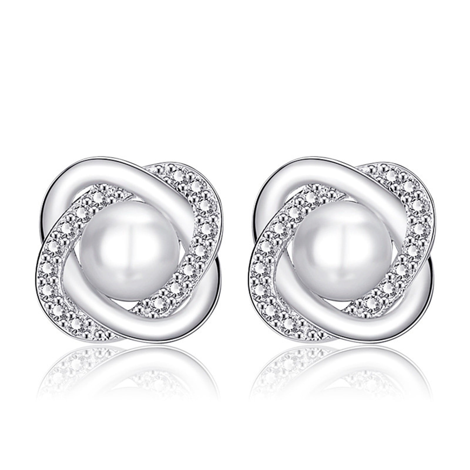 Click here for Unbranded Womens Pearl Stud Earrings Silver Plated... prices