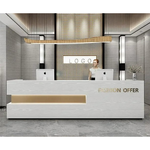 Cashier Simple Modern Company Front Desk Hotel Reception Desk Women's ...