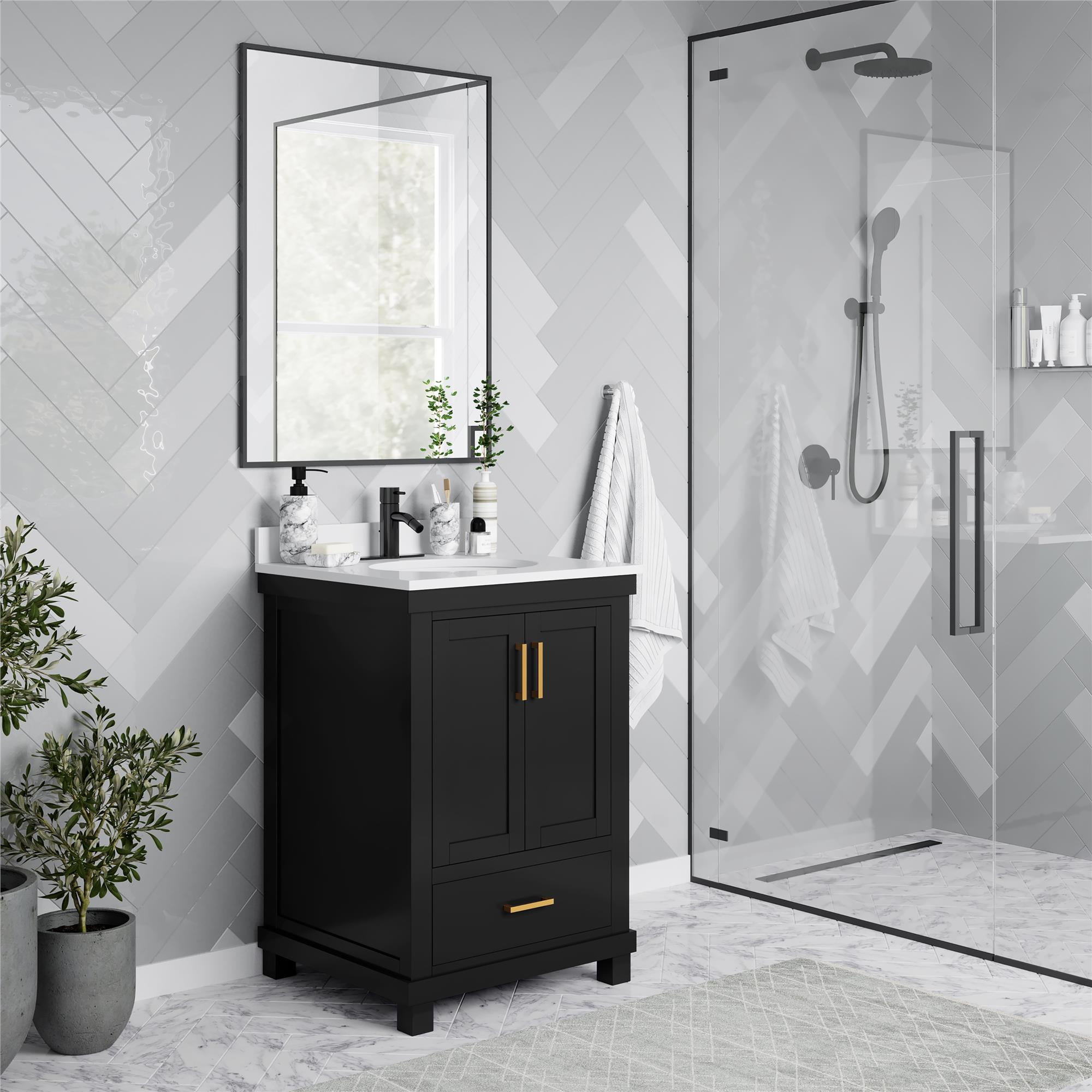 DHP Sunnybrooke 24 Inch Bathroom Vanity with Sink, Black - Walmart.com
