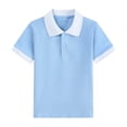 Boys & Girls Color Block Polo Shirt, Kids Short Sleeve Cotton Blend ...