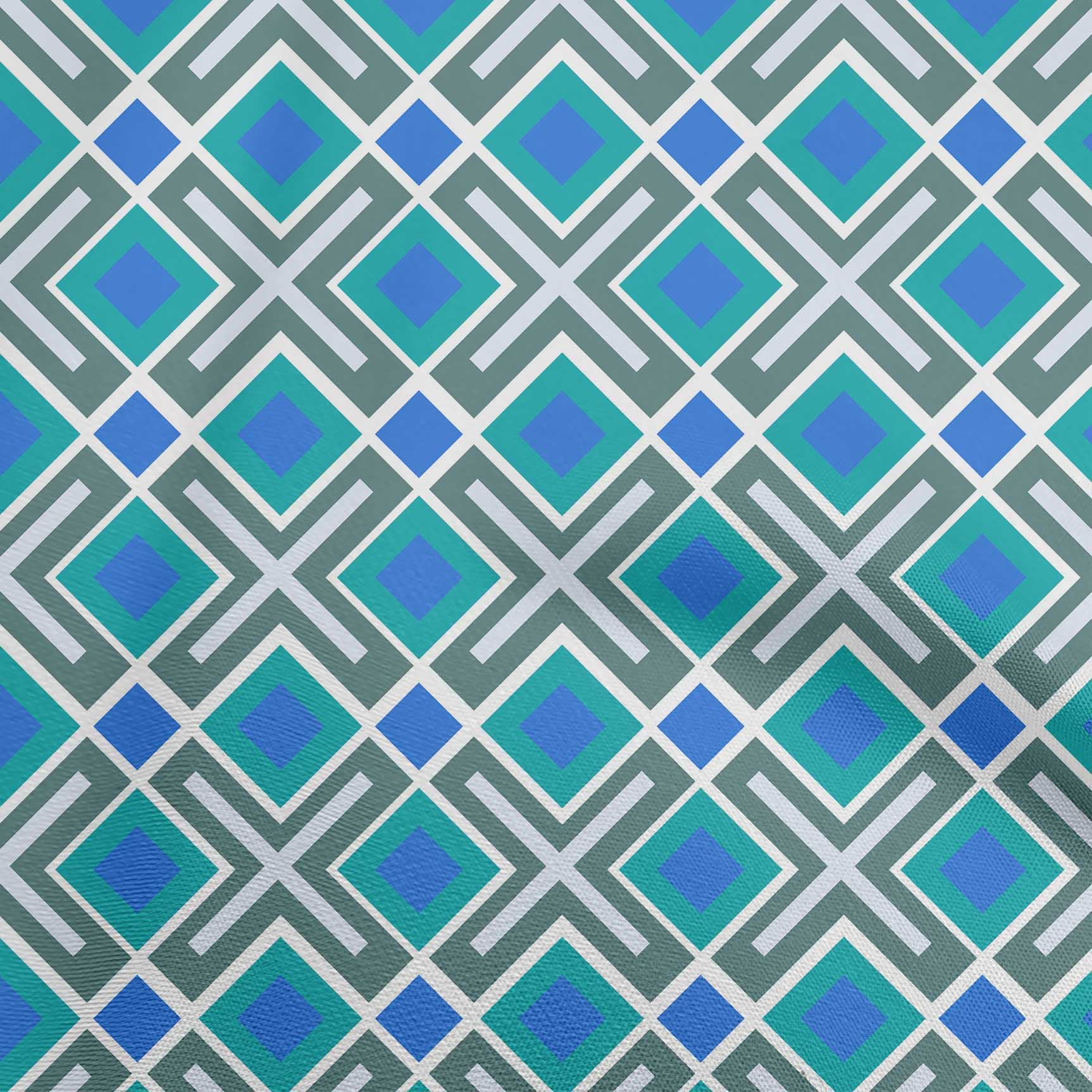 oneOone Silk Tabby Teal Blue Fabric Geometric Craft Projects Decor ...