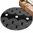 Abstract Lines Art Black and White Round Rug 5ft Geometric Arch Circle ...