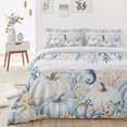 California King Size Duvet Cover 4 Piece Bedding Set Fall White Blue ...