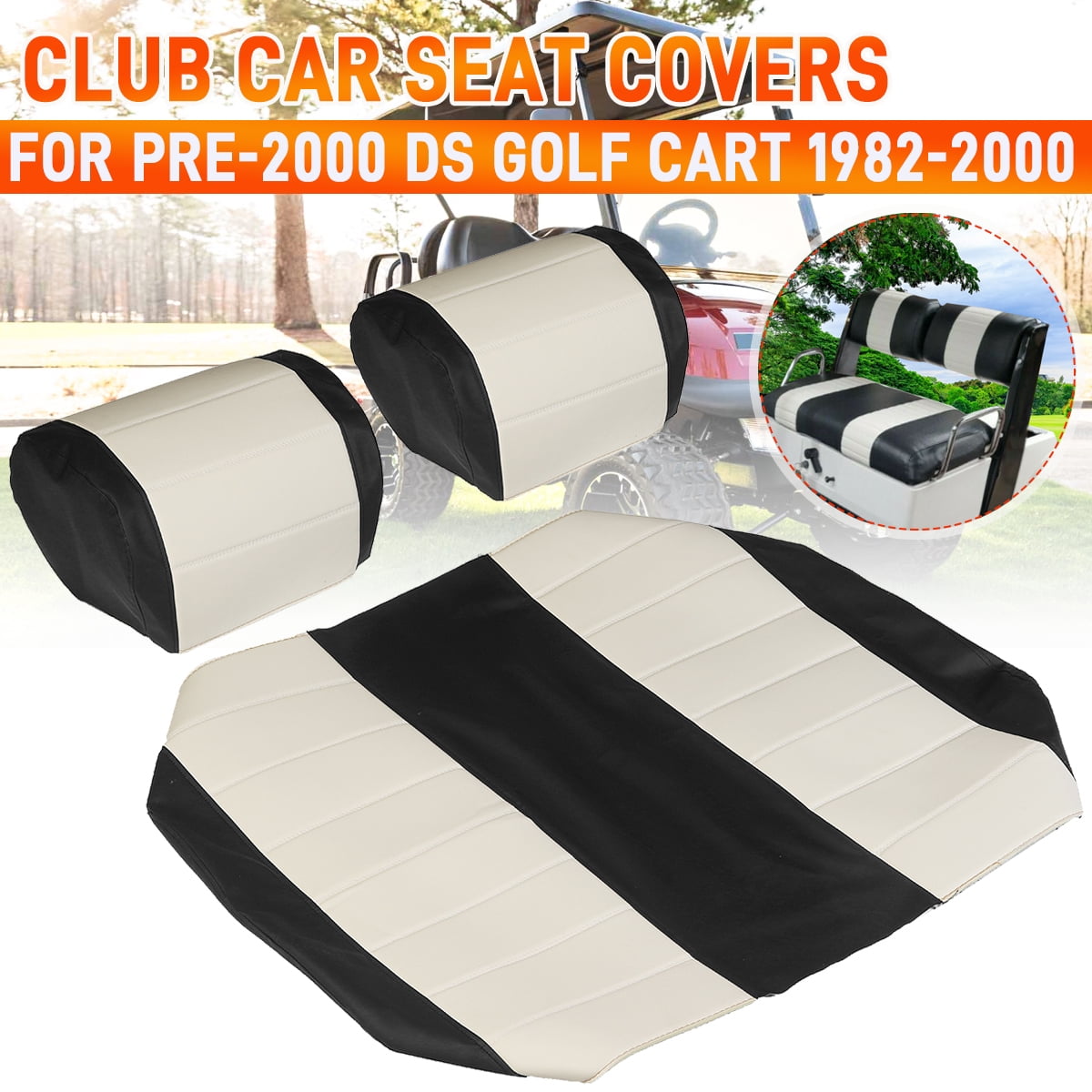 3pcs Club Car Leather Front Seat Covers for PRE-2000 DS Golf Cart 1982 ...
