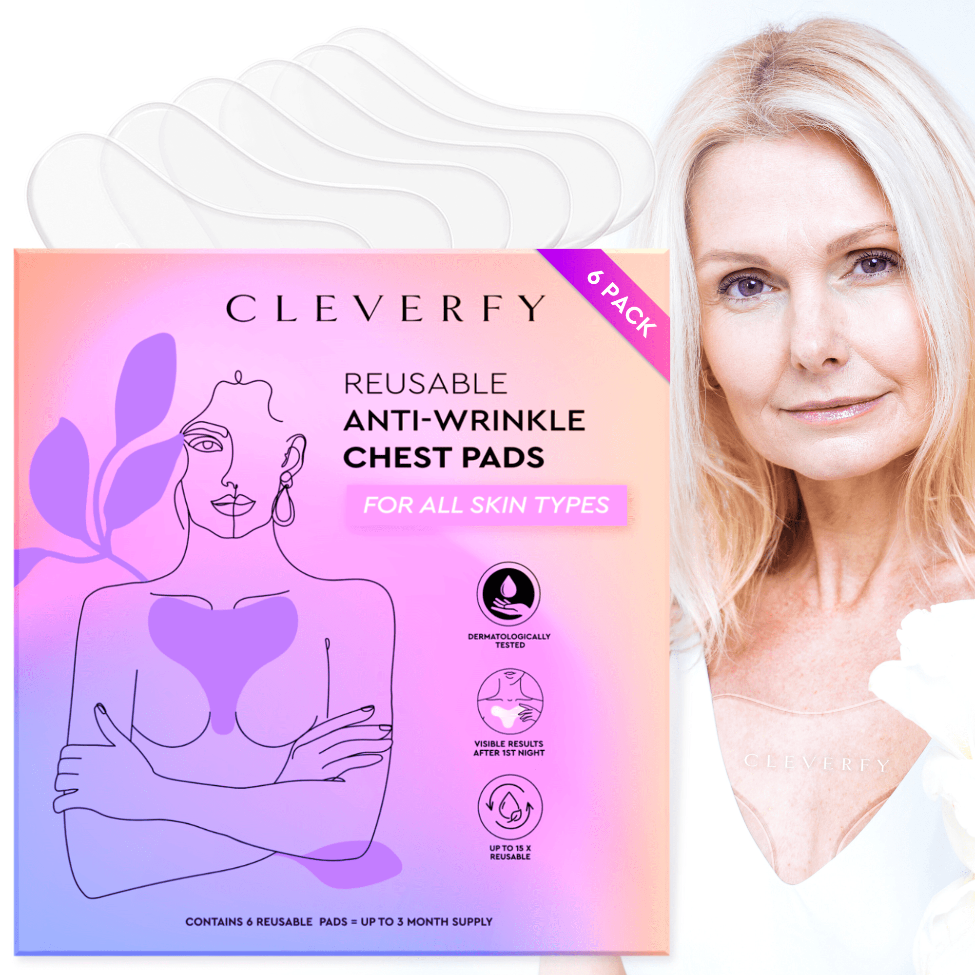 Cleverfy Decollete Anti Wrinkle Chest Pads, 6 Pcs - Walmart.com