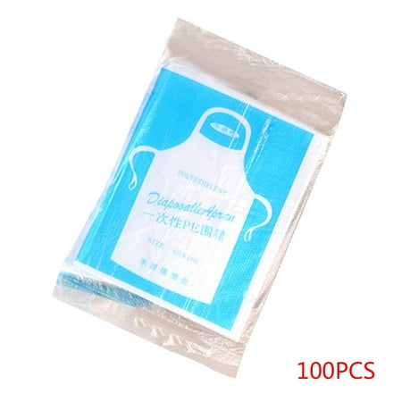 100pcs Disposable Apron Clear Bib Transparent Waterproof Anti Dust ...