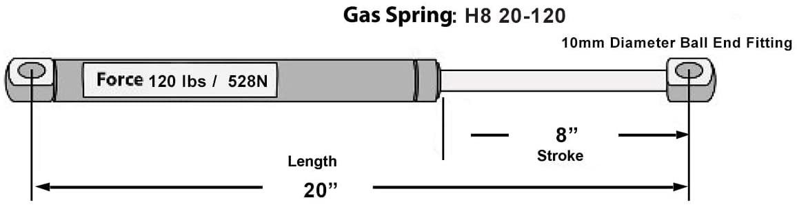 Hatchlift Products Gas Spring 20" x 120 lb Force - Walmart.com