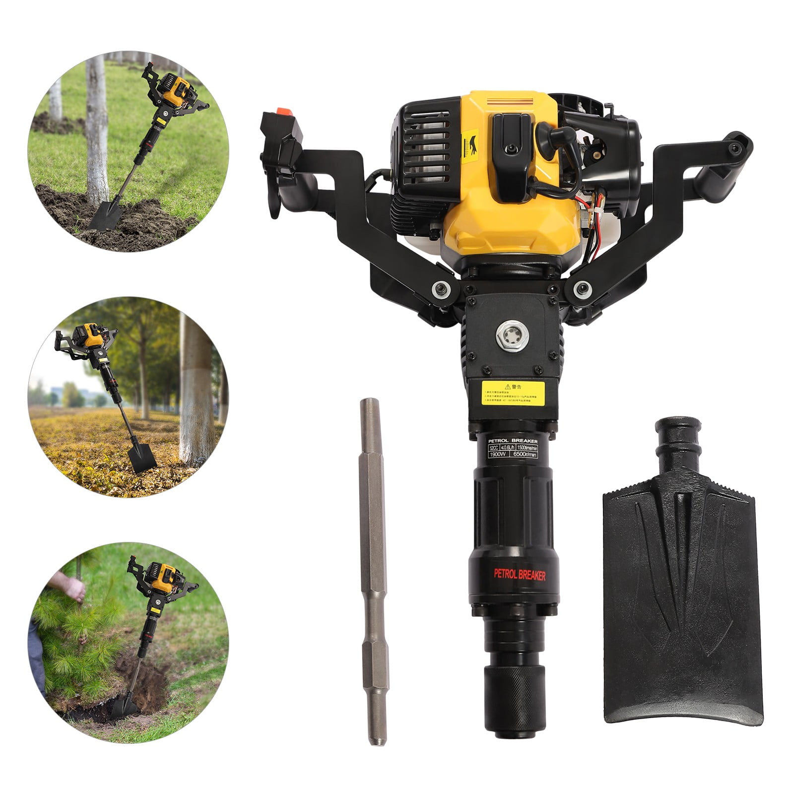 Loyalheartdy Portable Gasoline Excavator, Handheld 33CC 2 Stroke Garden ...