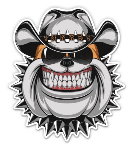Angry Bulldog Cowboy - 8" Vinyl Sticker - For Car Laptop I-Pad ...