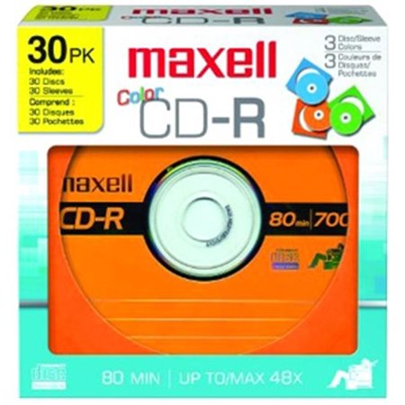 Maxell 4U1627 CD-R 700 Color Discs with Paper Sleeves, Pack of 30 ...
