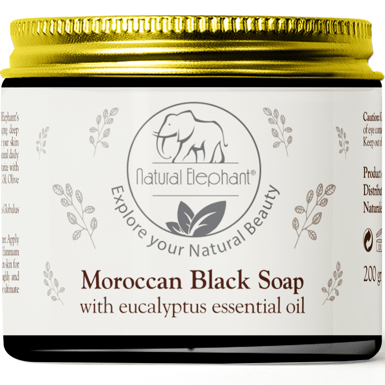 Natural Elephant Moroccan Black Soap With Eucalyptus Essential Oil 200g ...