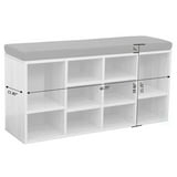 Natural Wooden Shoe Cubicle Storage Entryway Bench with Soft Cushion ...