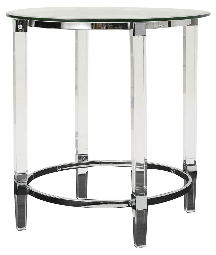 Noble House Brantley Acrylic and Tempered Glass Circular Table, Clear ...