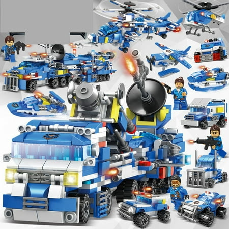 Truck Building Blocks Set Police Car Model Assemble Puzzle Toy for Kids ...