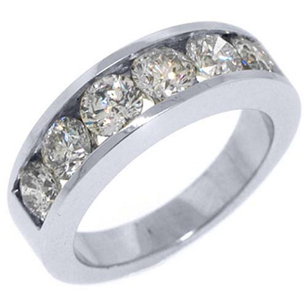 14k White Gold Mens Brilliant round cut 6-Stone Diamond Ring 2 Carats ...