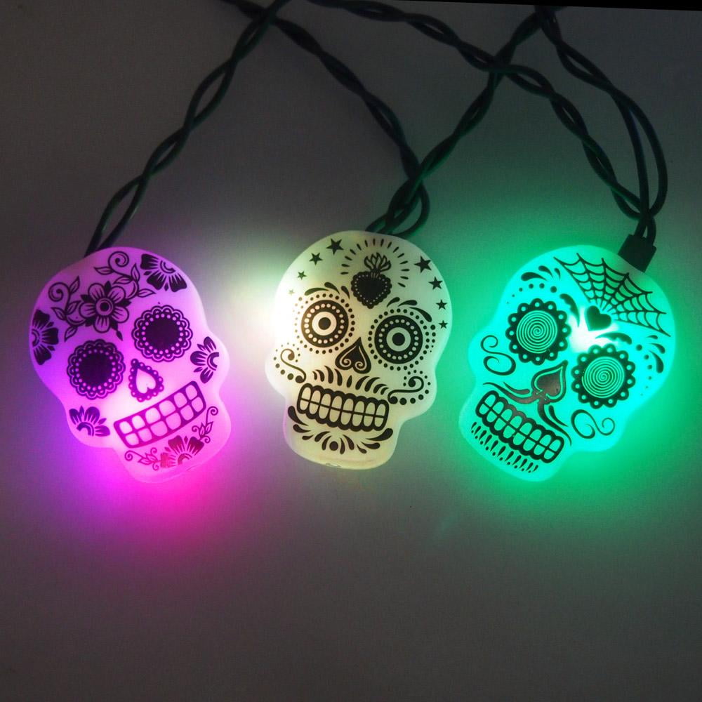 Sugar Skull Multi-Color Changing Light Set, 10 Lights, 12-Feet ...