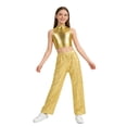 AOCHANG Girls Shiny Sequin Pants Dance Outfit with Mock Neck Metallic ...