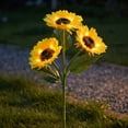 Outdoor Solar Sunflower Garden Lights with Three Heads and Five Stems ...