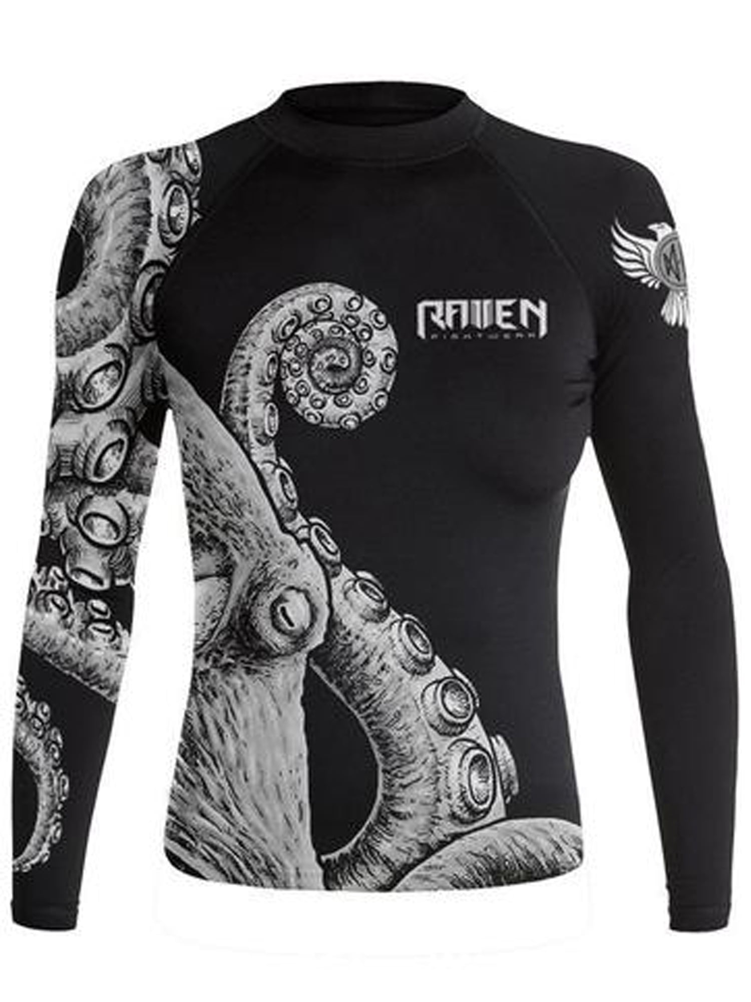 Raven Fightwear Women's Kraken Octopus Rash Guard MMA BJJ Black/White ...