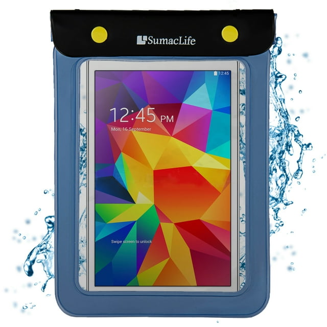 Waterproof Case Tablet Dry Pouch (Blue) w/ Neck Lanyard - Compatible w ...