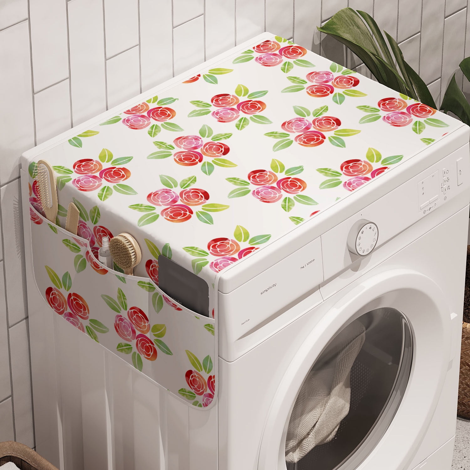 Floral Washing Machine Organizer, Hand Drawn Watercolor Painting of ...