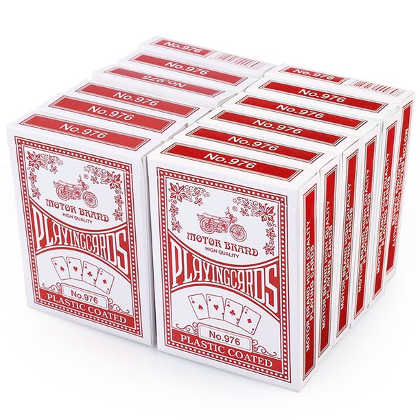 LotFancy Playing Cards, 12 Decks Poker Size Standard Index, Red ...