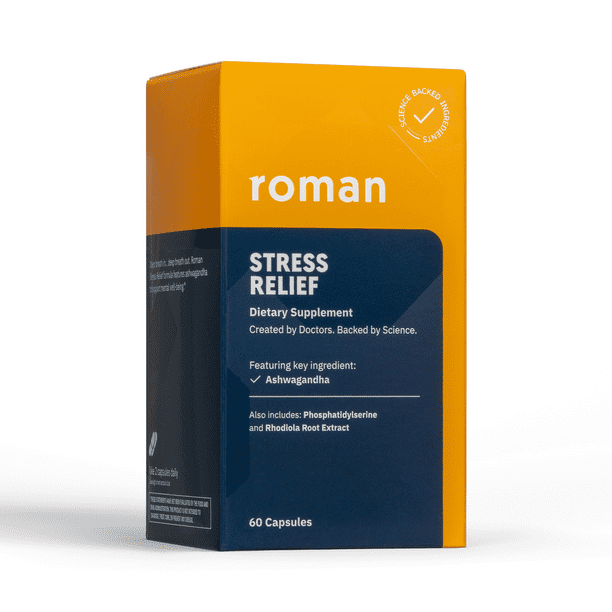 Roman Stress Relief Supplement for Men with Ashwaganda, 60 Capsules ...