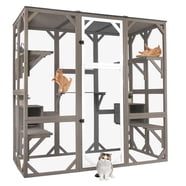 Pefilos 110" Large Weatherproof Cat Run for Outdoor, Wood Cat Houses ...